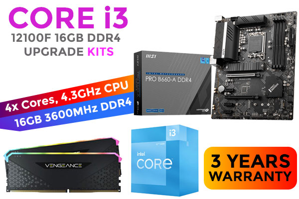 Core i3 12100F PRO B660-A 16GB RGB 3600MHz Upgrade Kit | Evetech