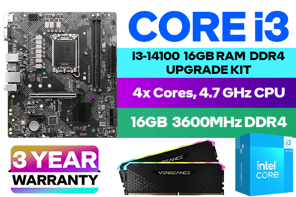 Core i3 14100 PRO B660M-E D4 16GB RGB 3600MHz Upgrade Kit
