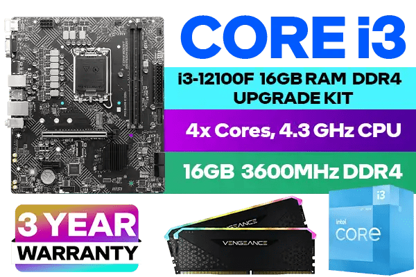 Core i3 12100F PRO B660M-E D4 16GB RGB 3600MHz Upgrade Kit