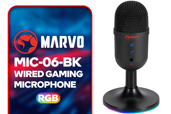 MARVO MIC 06 BK Gaming Microphone - Premium Quality for Gamers