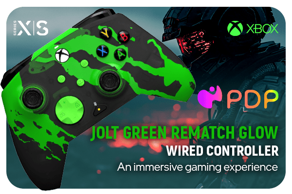 PDP Wired REMATCH GLOW Xbox Controller - Jolt Green | Gaming Accessories