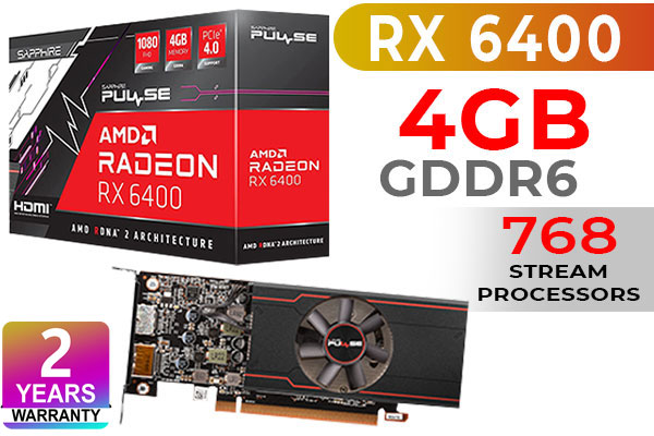 SAPPHIRE Pulse AMD Radeon RX 6400 4GB GDDR6 - High-Performance Graphics ...
