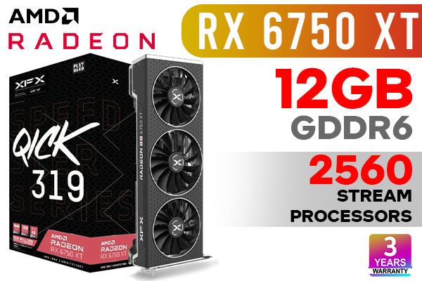XFX Speedster QICK 319 - AMD Radeon RX 6750 XT 12GB GPU for High ...