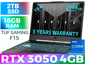 ASUS TUF Gaming 11th Gen RTX 3050 Laptop With 16GB RAM & 2TB SSD