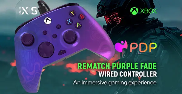 PDP REMATCH Advanced Wired Controller for Xbox - Purple Fade Design