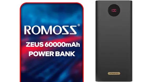 Romoss Zeus 60000mAh Power Bank - High Capacity Black Portable Charger